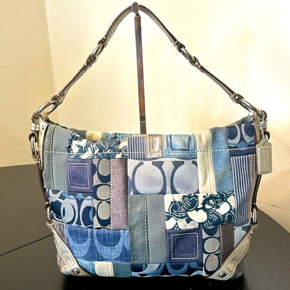 Coach | Bags | Coach Signature Denim Patchwork Shoulder Bag | Poshmark